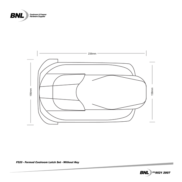 F520 BNL Fermod Coolroom Latch Set with No Lock - BNL Supply