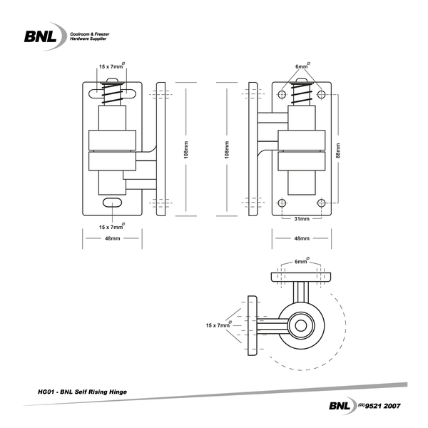 Surfmist self rising coolroom hinge - BNL Supply