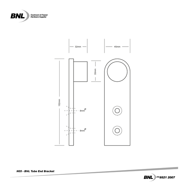 Raw Aluminium Tube End Bracket - BNL Supply